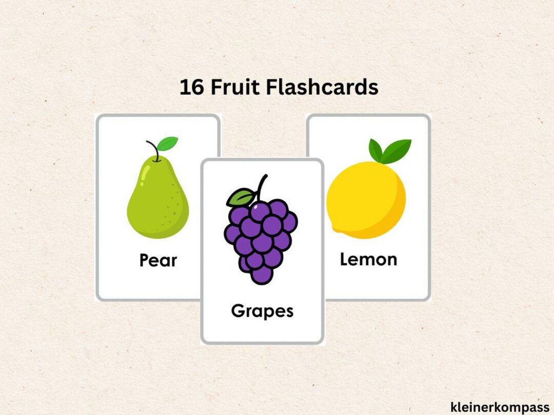 Printable Fruit Flashcards for Kids – 16 PDF Cards With Colorful ...
