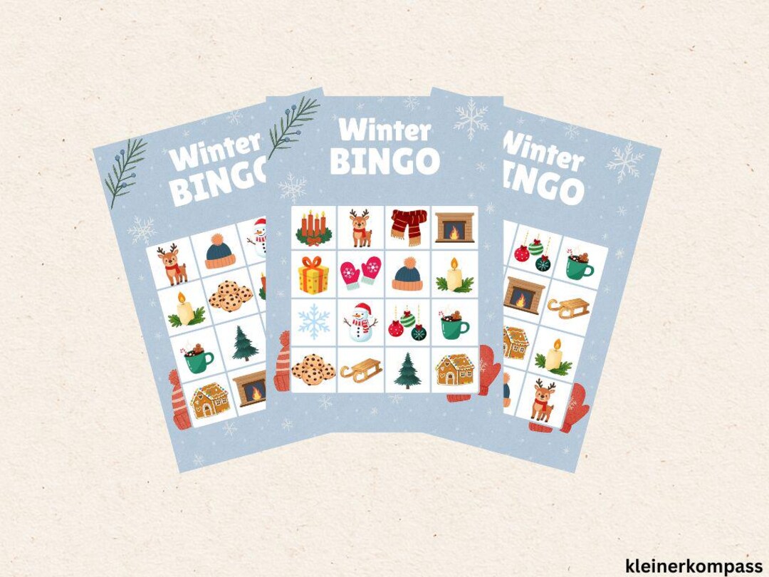 Printable Winter Bingo Game for Kids – PDF Set With 5 Different Bingo ...