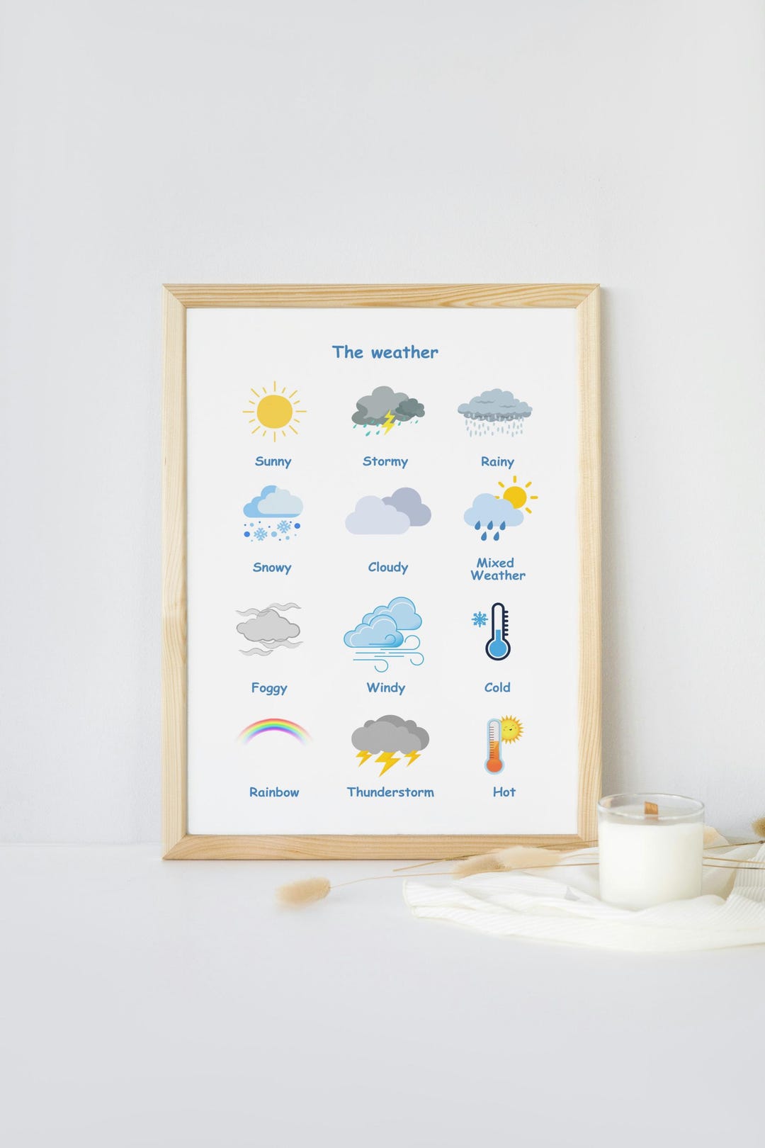 Kids Weather Chart Printable – Educational Wall Art for Children ...