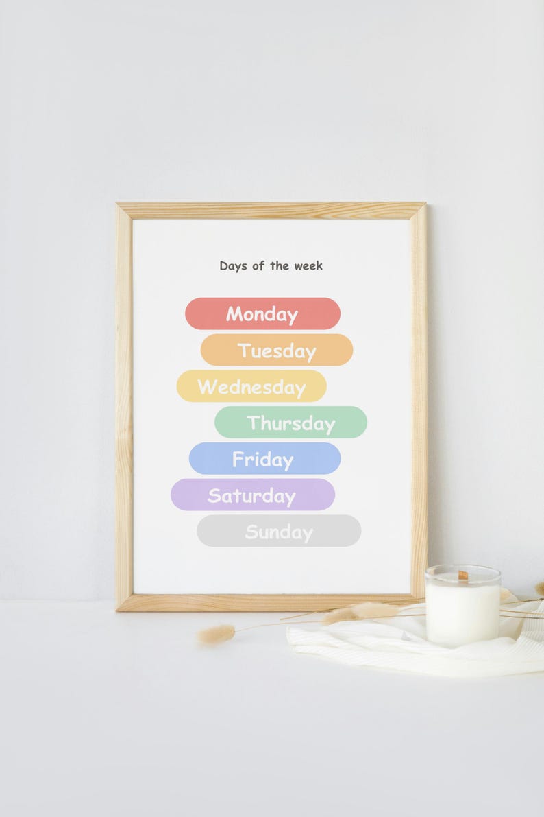 Minimalist Days of the Week Poster for Kids – Educational Printable ...