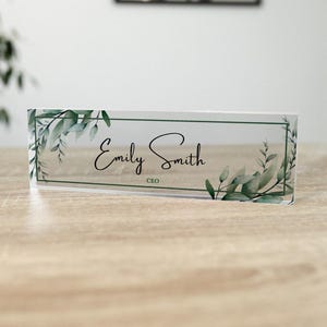 Teacher Desk Name Plate Green Acrylic Name Block Custom Office ...