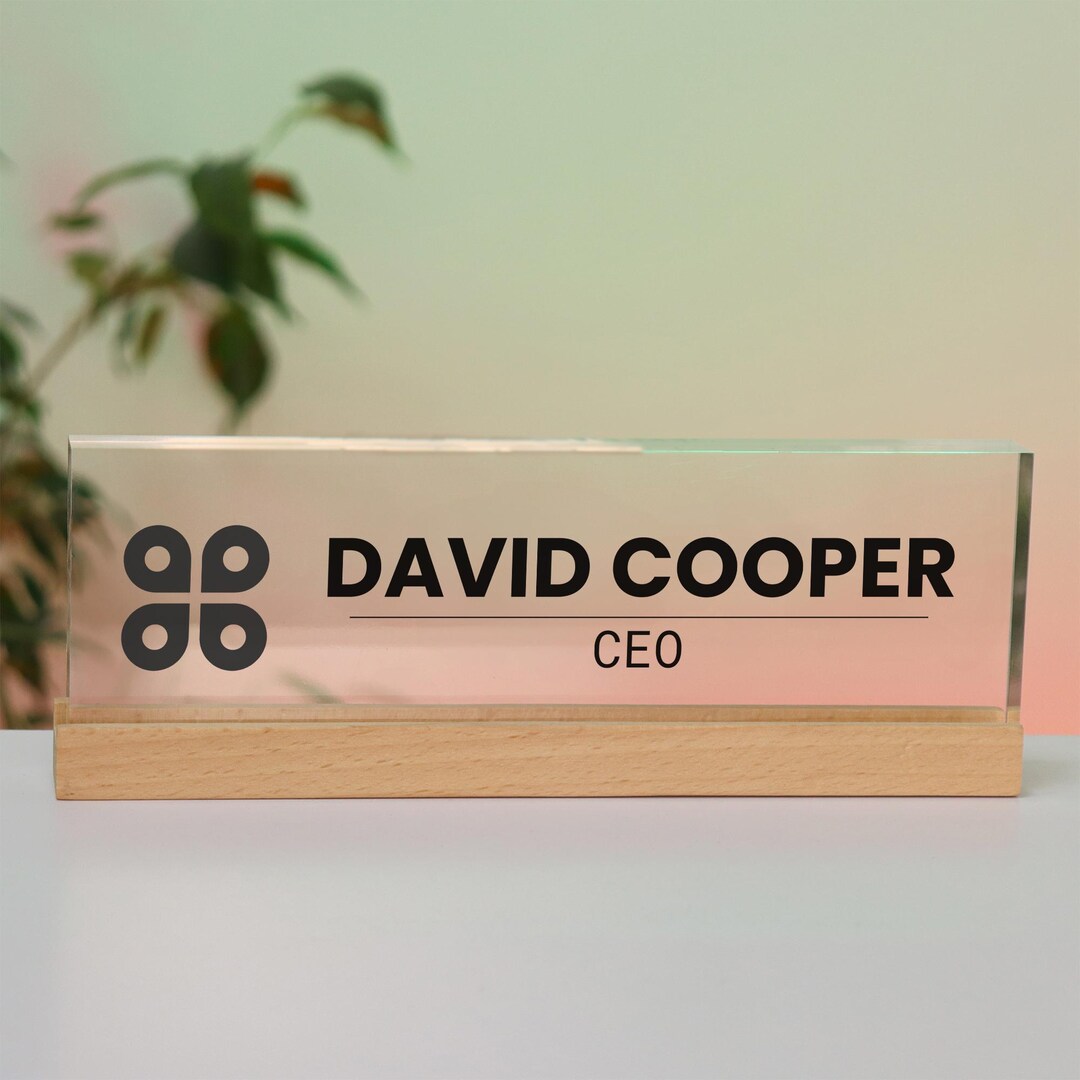 Custom Logo Desk Name Plate Acrylic CEO Office Sign Boss Day Gift ...