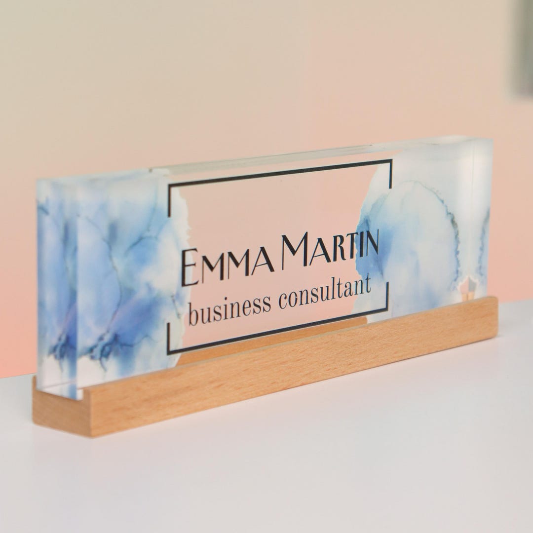 Graduation Gift Name Plate for Desk Acrylic Sign Custom Name Sign Blue ...