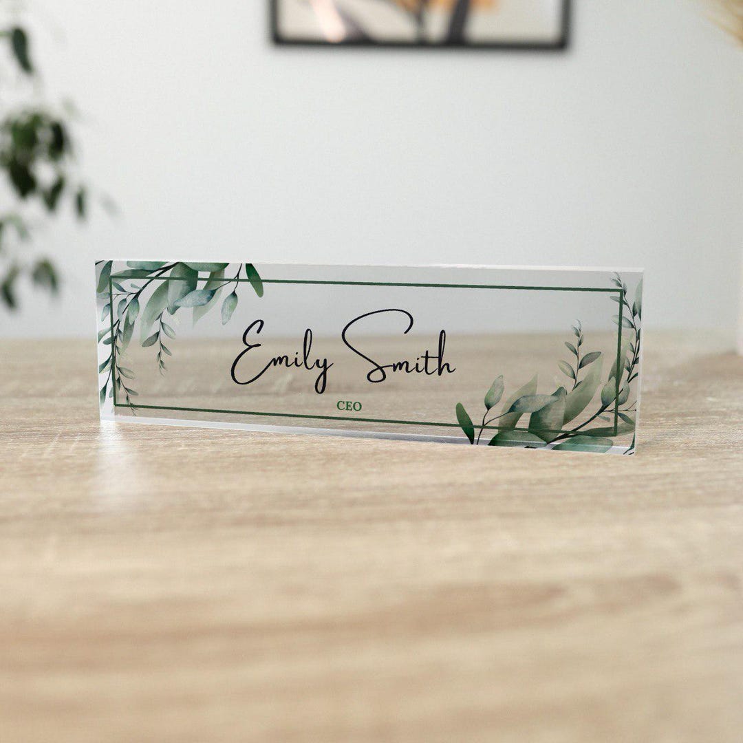 Teacher Desk Name Plate Green Acrylic Name Block Custom Office ...