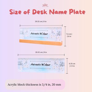 Desk Name Plate Pink Flowers Acrylic Office Desk Personalized Name ...