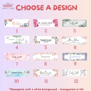 Desk Name Plate Pink Flowers Acrylic Office Desk Personalized Name ...