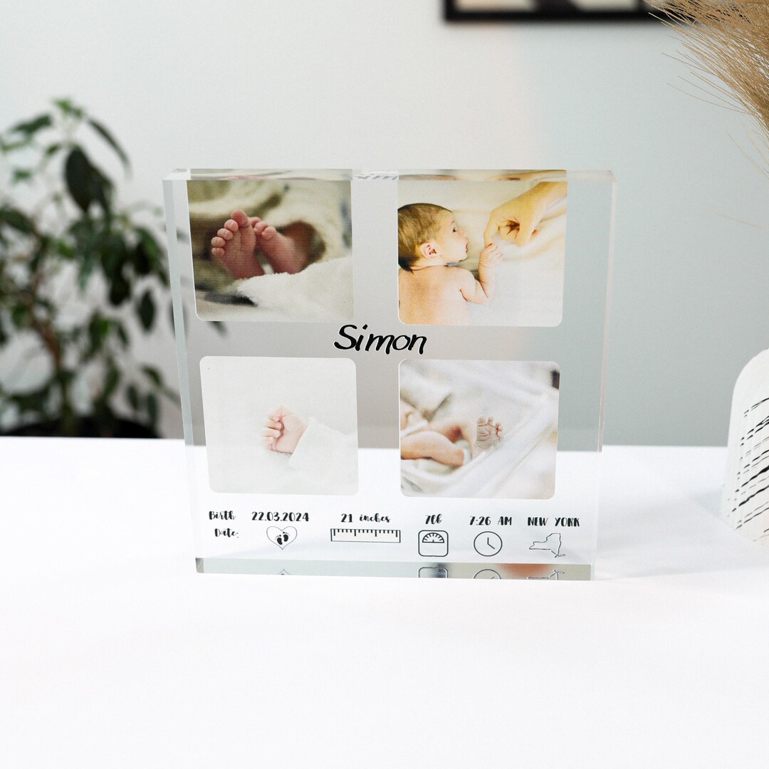 Acrylic Baby Photo Block Newborn Gift Photo Collage Newborn Gift Custom ...
