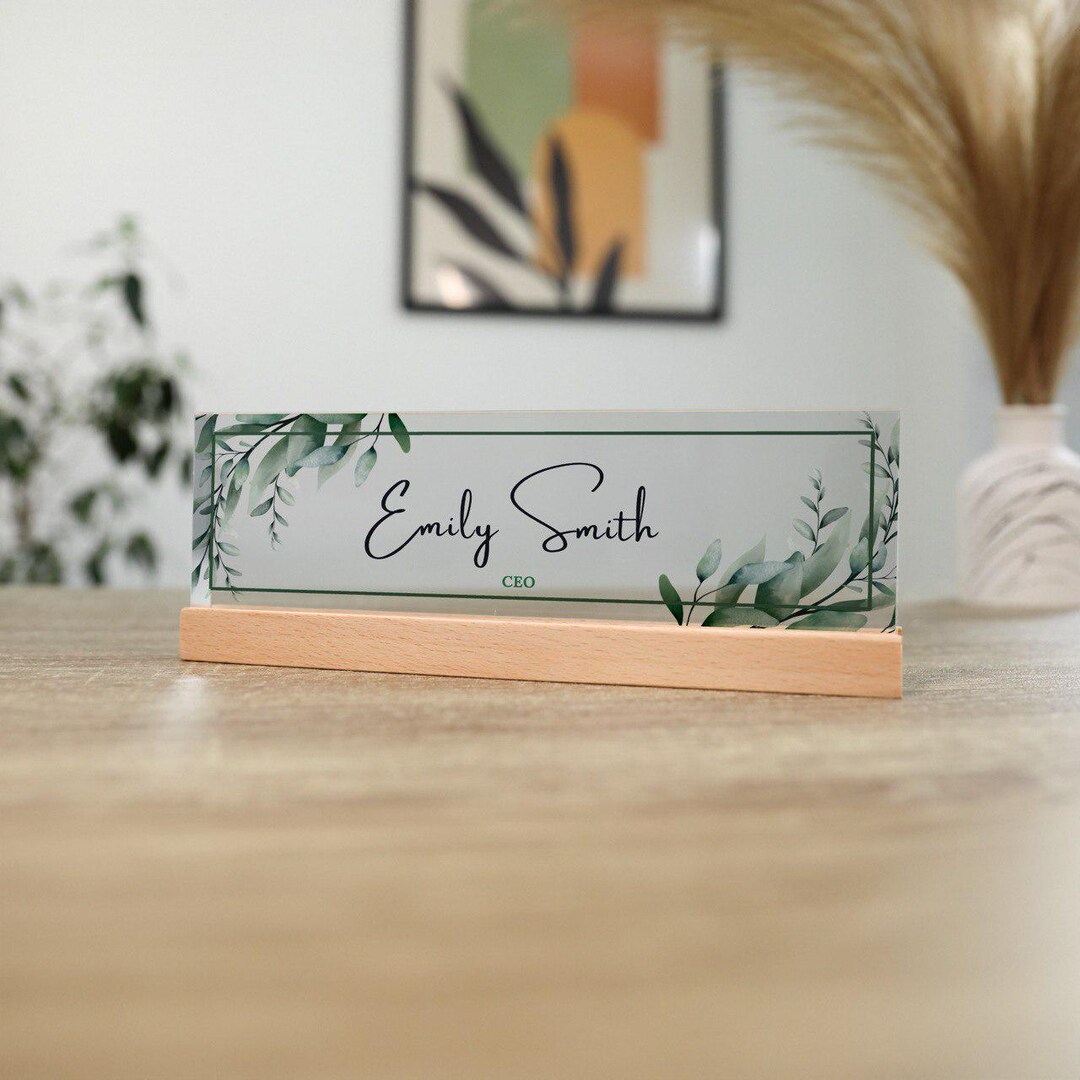 Teacher Desk Name Plate Green Acrylic Name Block Custom Office ...