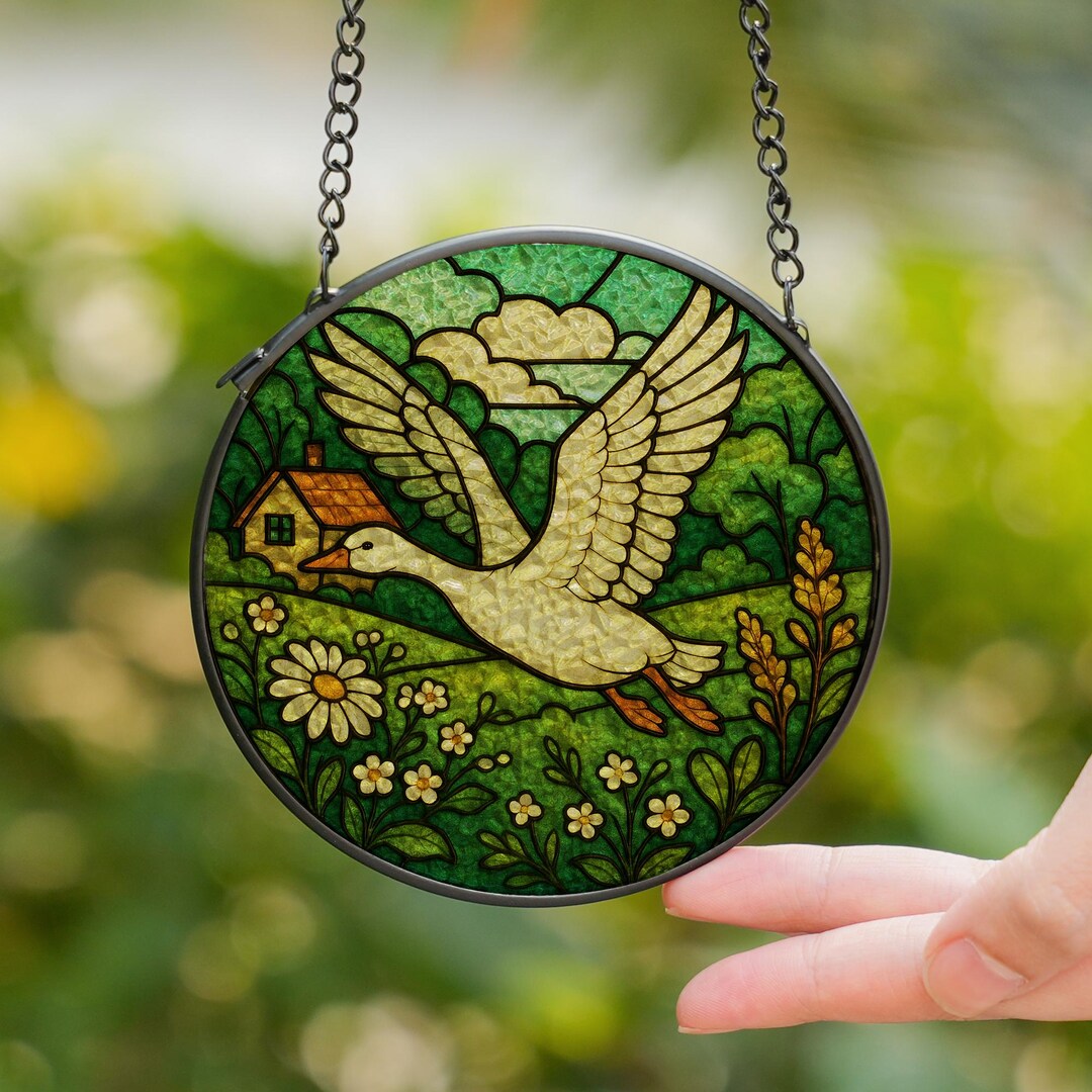 Suncatcher Stained Glass Window Decor Goose Unique Home Sunlight Art ...