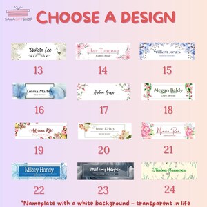 Desk Name Plate Pink Flowers Acrylic Office Desk Personalized Name ...