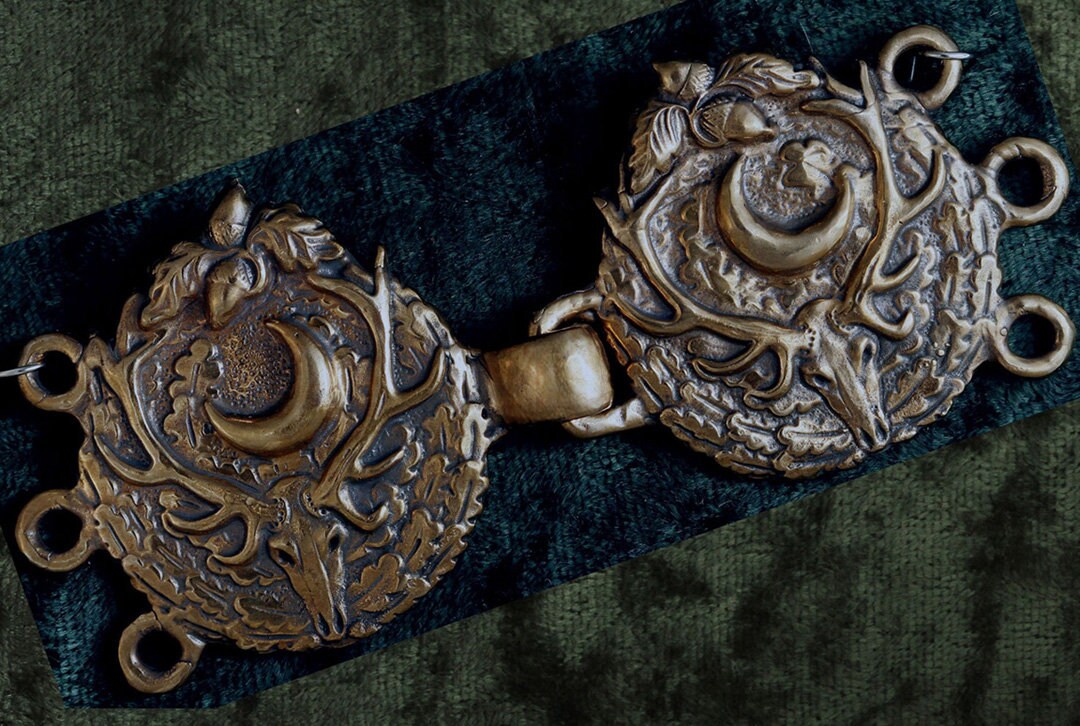 Bronze Stag With Crescent Moon Large Cloak Clasp - Etsy