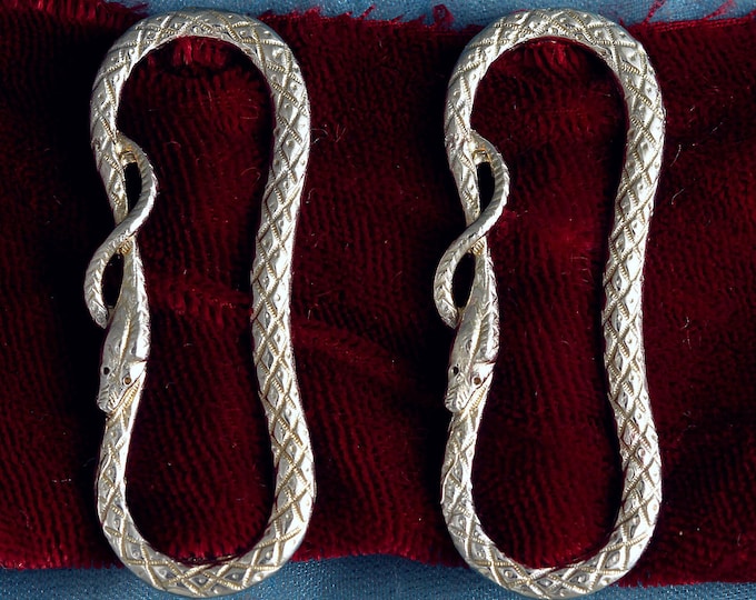 Pair of White Bronze Snake Victorian Steampunk Medium Buckle Accessory ...