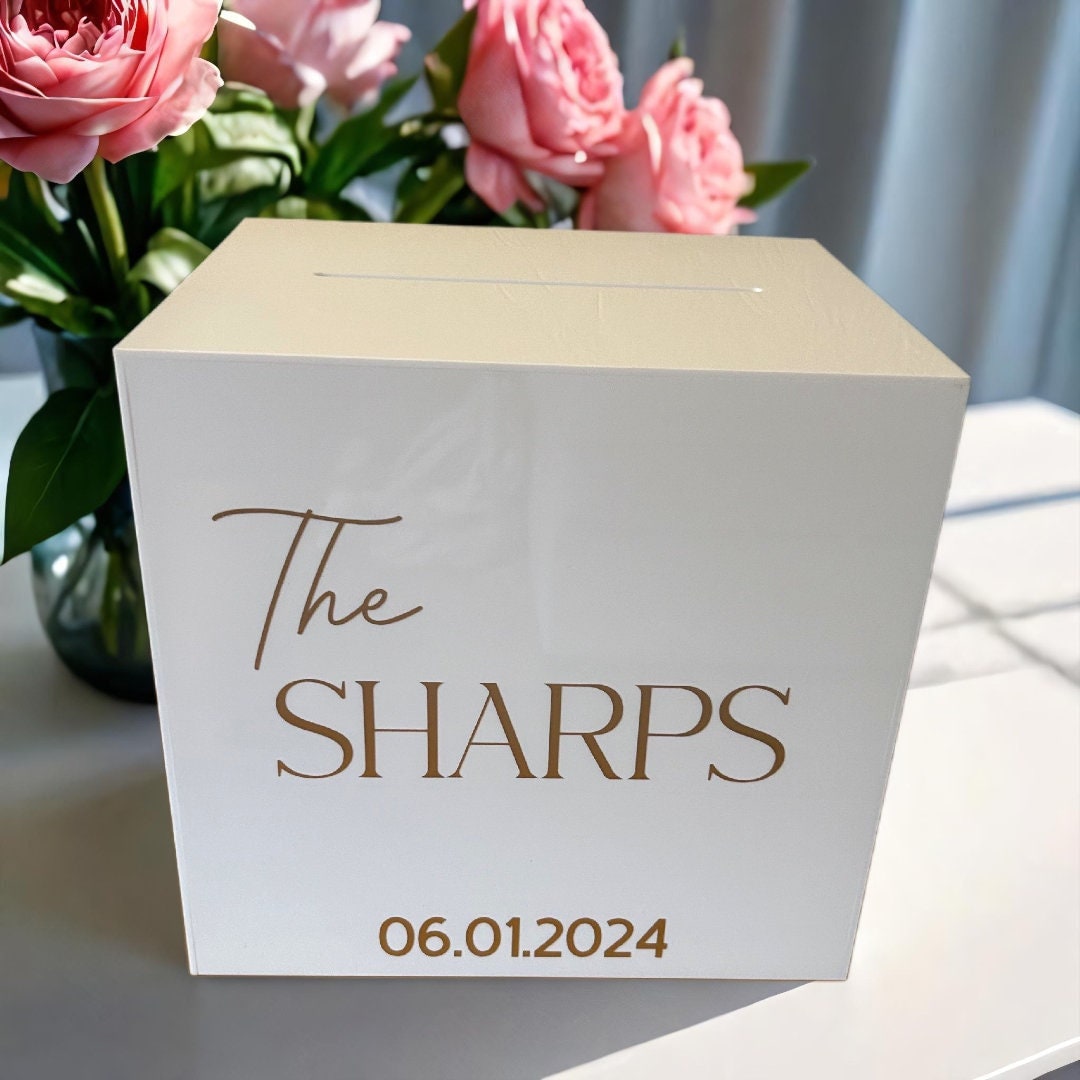 Personalized White Acrylic Wedding Card Box With Lock - Etsy