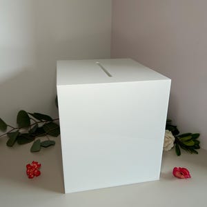 Blank White Acrylic Card Box for DIY Wedding Card Box With Lock and Key ...