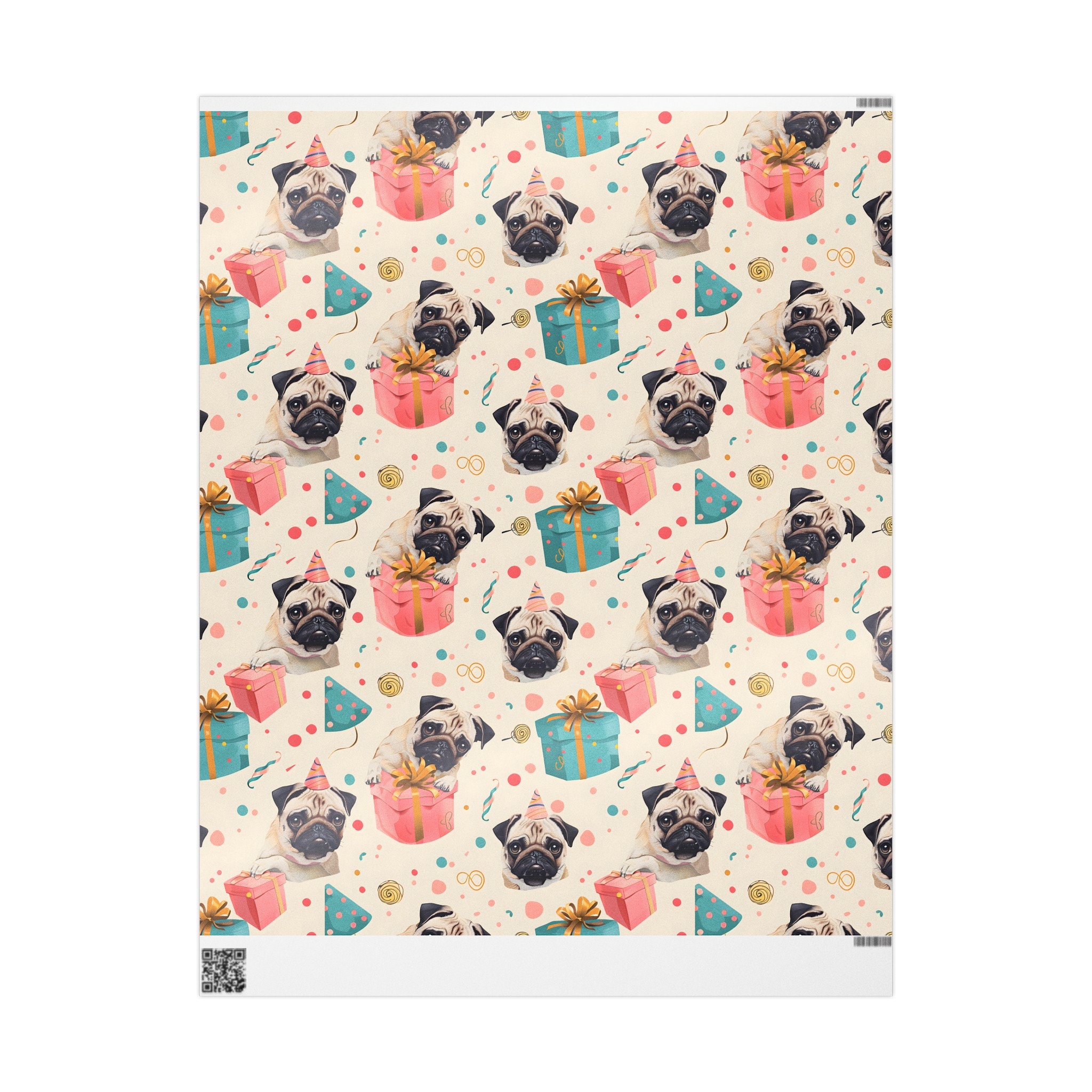 Pug Wrapping Paper - Cute Birthday Design, High-quality 90gsm, Matte or ...