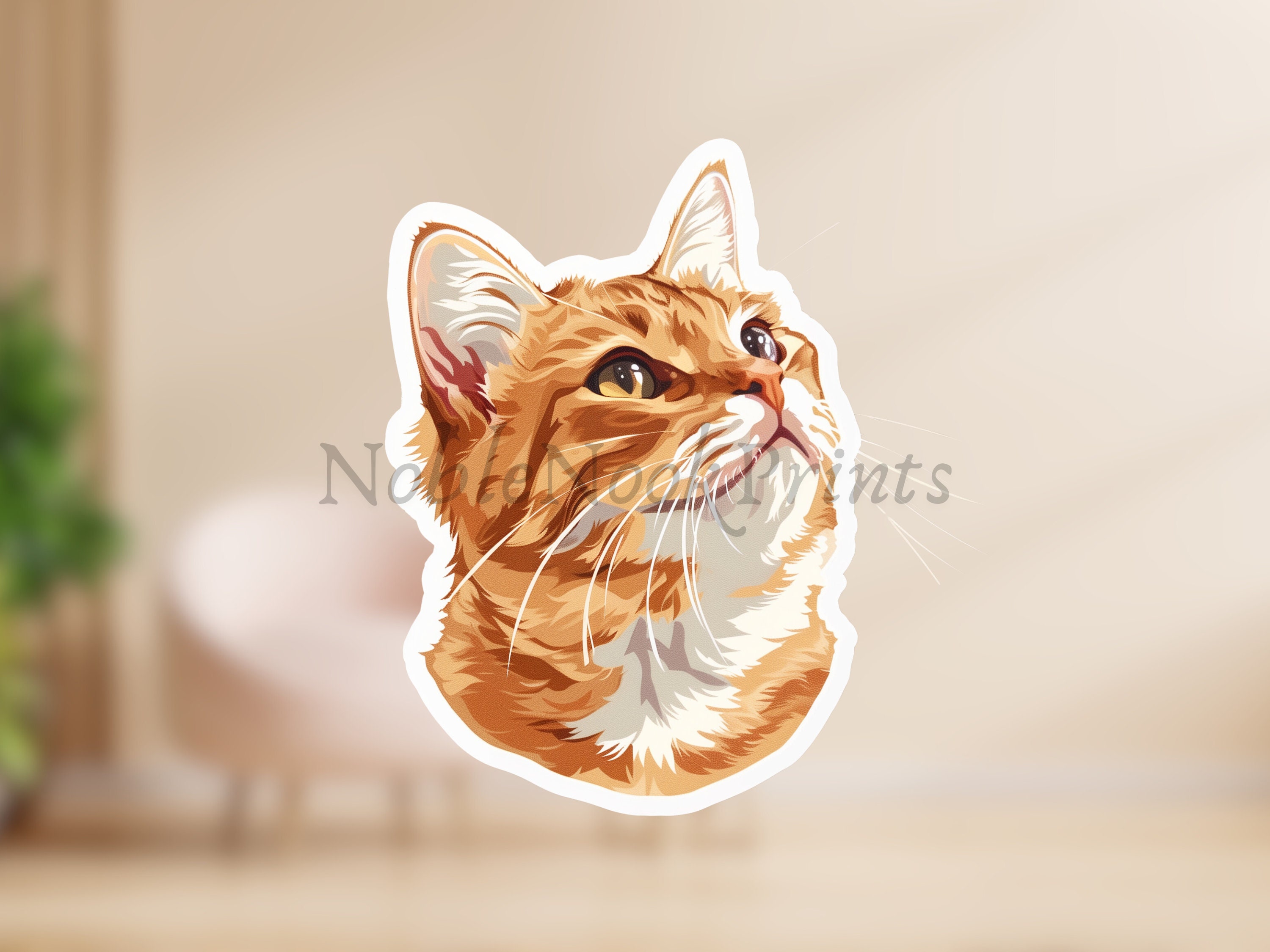 Orange Cat Sticker: Glossy Vinyl, Scratch-resistant - Etsy