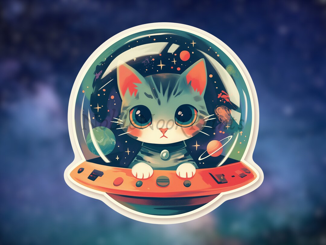 Astronaut Cat Vinyl Sticker - Glossy, Scratch-resistant, Durable Kiss ...