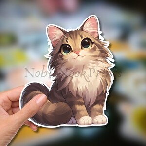 Fluffy Cat Sticker - Glossy, Durable, Scratch-resistant - Perfect for ...