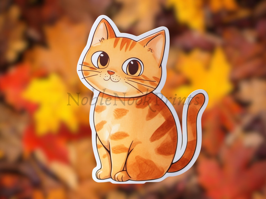 Orange Tabby Cat Sticker - Glossy, Durable, Scratch-resistant - Perfect ...