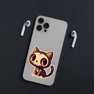 Skeleton Cat Sticker Día De Los Muertos, Halloween, Glossy, Durable ...