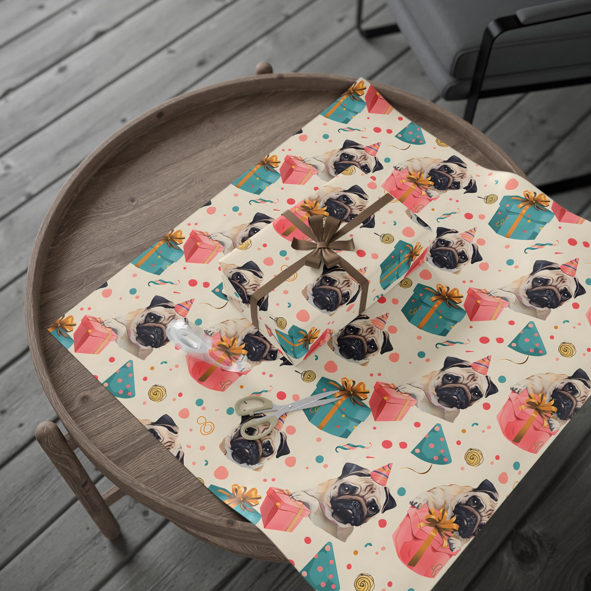 Pug Wrapping Paper - Cute Birthday Design, High-quality 90gsm, Matte or ...