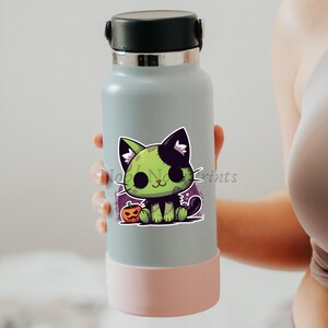 Frankenstein Cat Sticker Cute Halloween, Glossy, Durable, Scratch ...