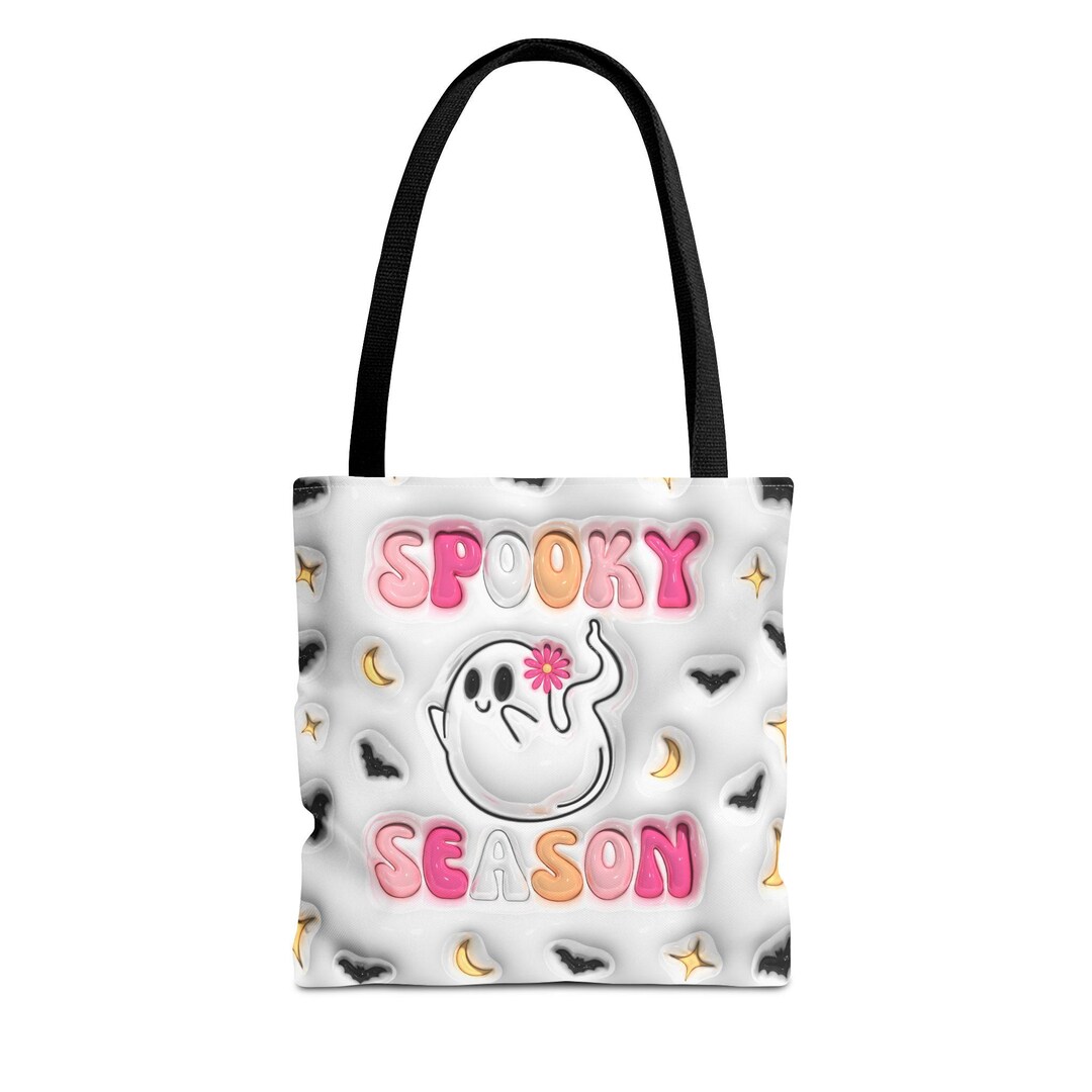 3d Inflated Look Tote Bag Funny Ghost Halloween Totebag Cute Ghost Bags ...