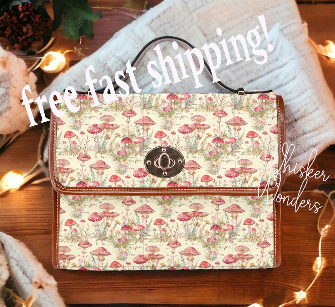 Cottagecore Witch Canvas Satchel Bag, Cute Women Mushroom Crossed Body ...