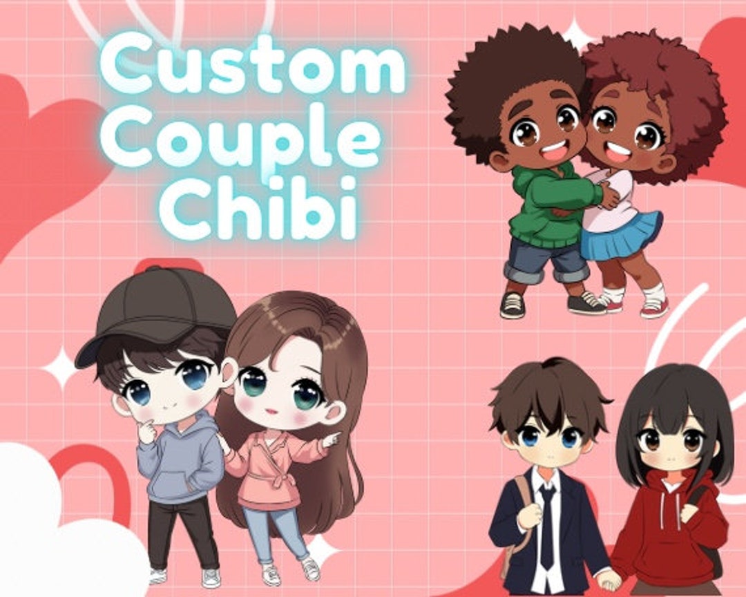 Custom Chibi Couple Drawing - Cute Personalized Anime Style ...