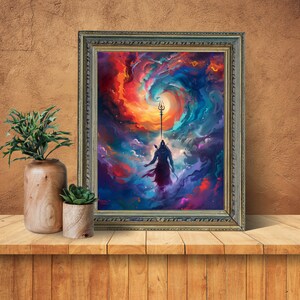 Vibrant Cosmic Shiva Wall Art - Spiritual Hindu God Digital Download ...