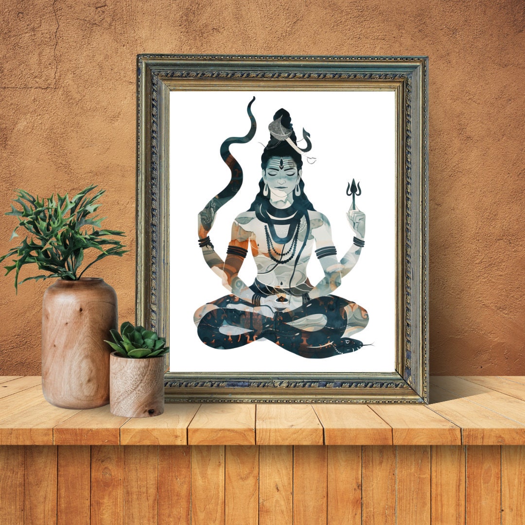 Shiva Wall Art - Vibrant of Lord Shiva With Moon Background , Digital ...