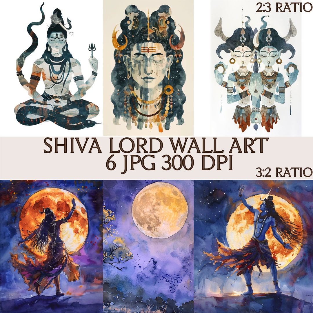 Shiva Wall Art - Vibrant of Lord Shiva With Moon Background , Digital ...