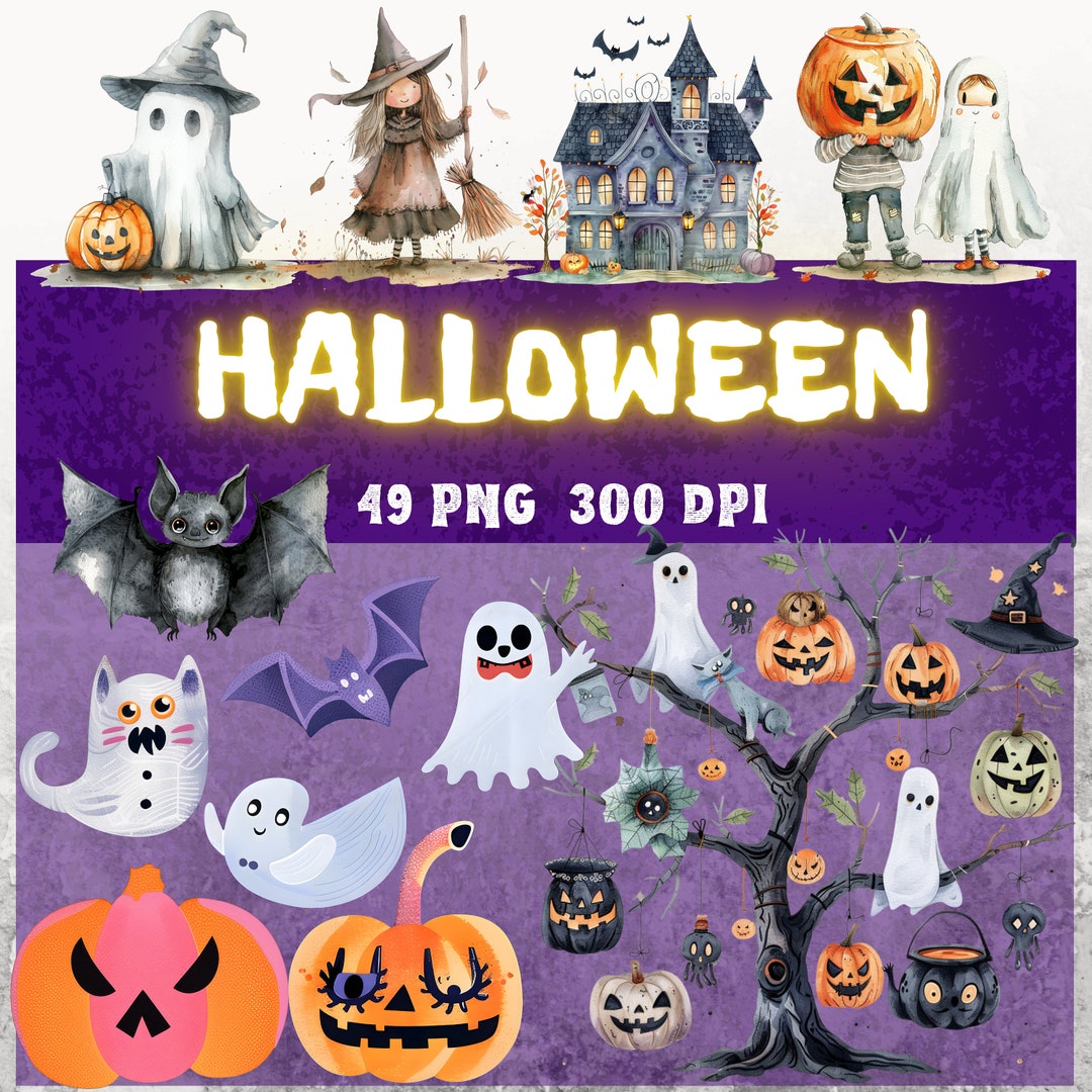 Spooky Halloween Clipart Set - High-resolution Digital Art for Crafts ...