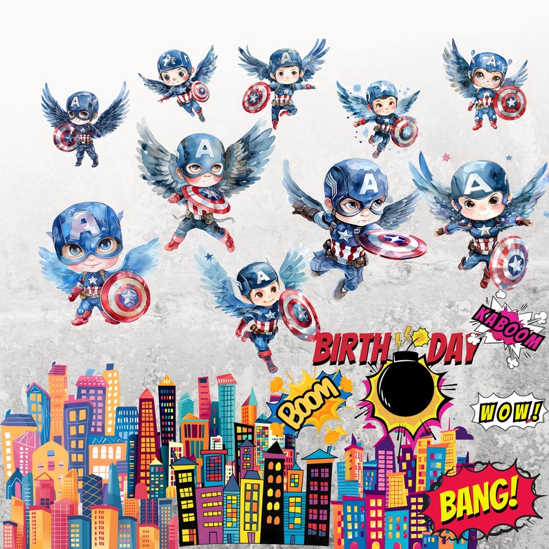Superhero PNG Bundle - 60 Cute Chibi Characters, 300 DPI Digital ...