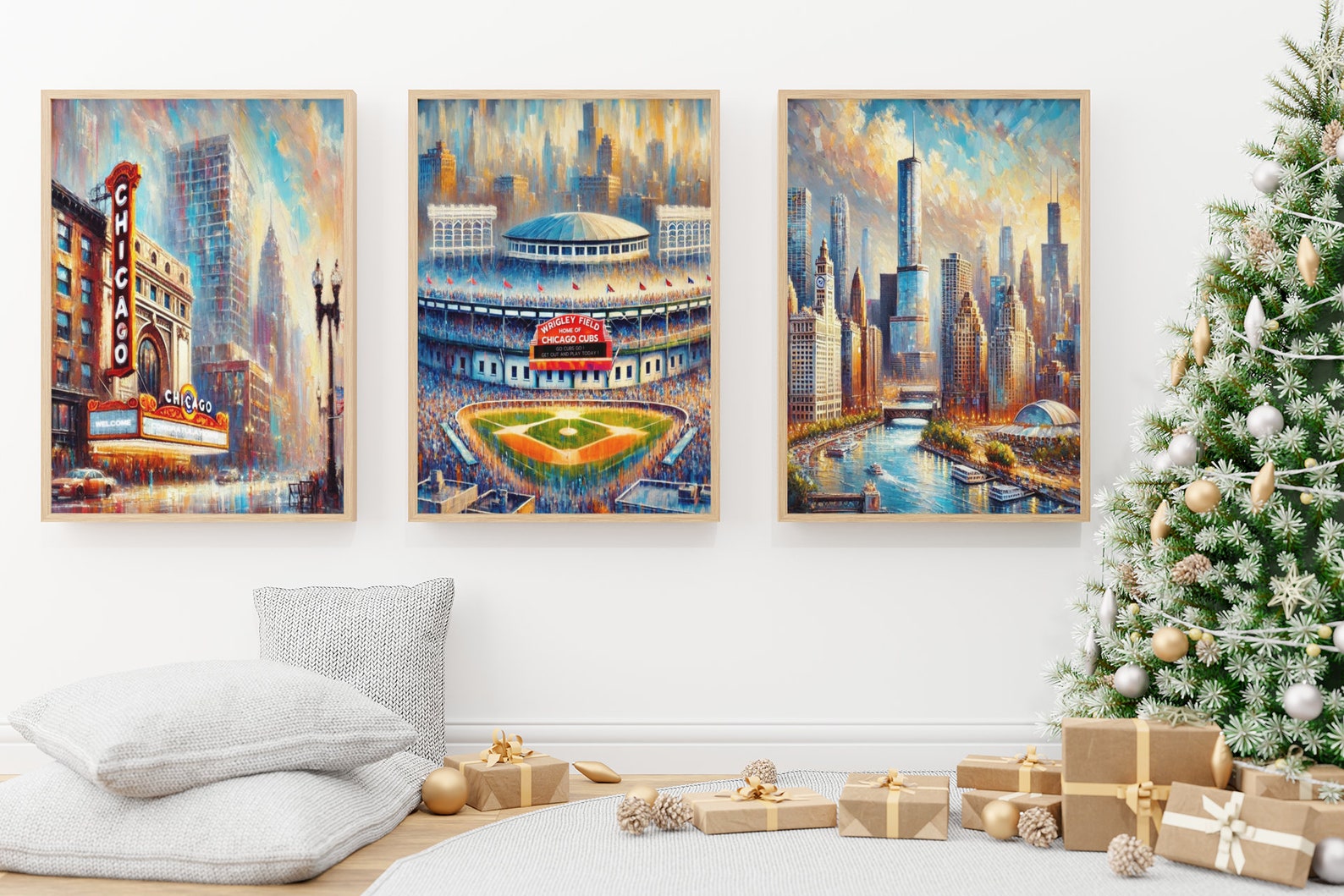 Chicago Skyline Art Print, Digital Download, Cityscape Wall Art ...