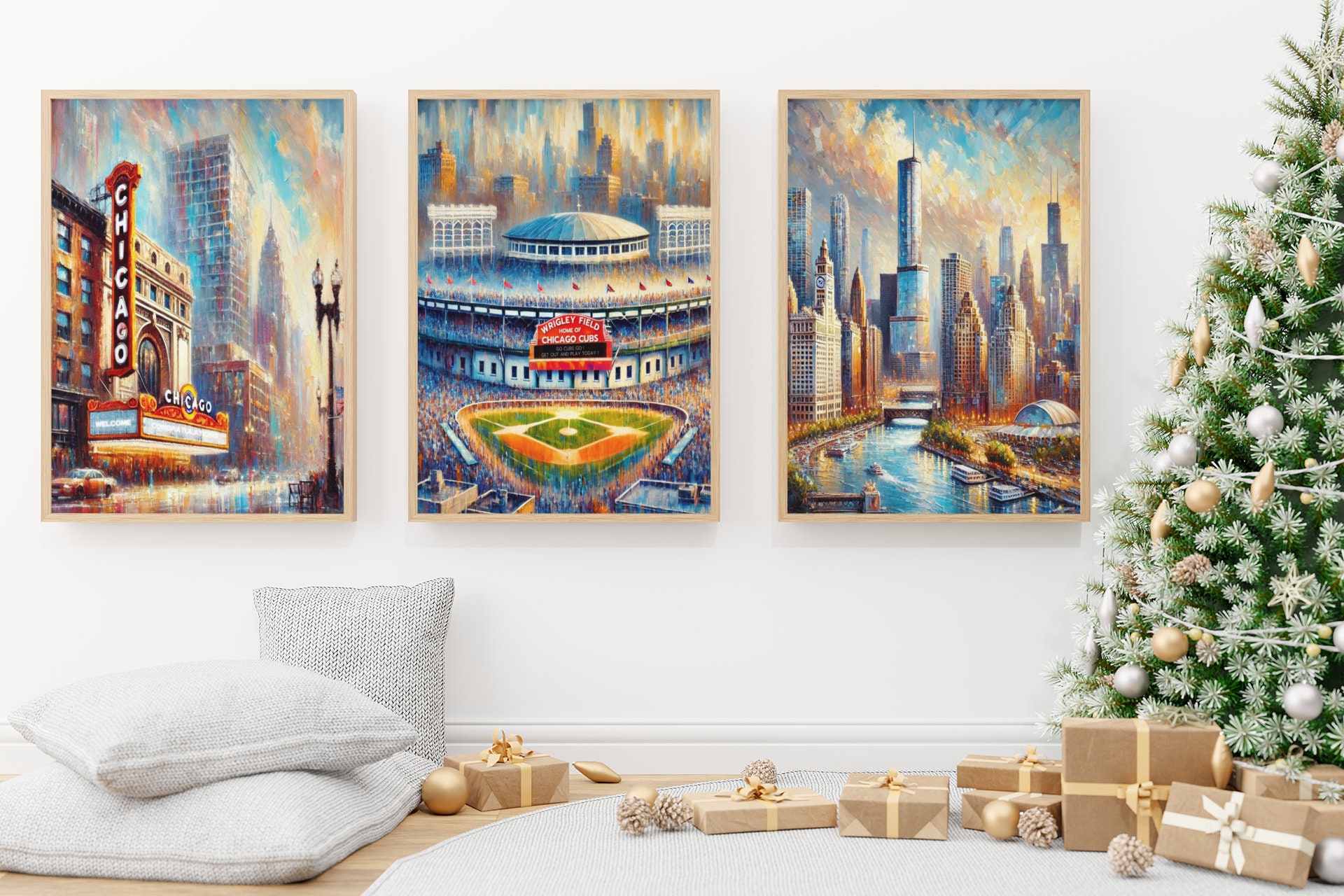 Chicago Skyline Art Print, Digital Download, Cityscape Wall Art ...