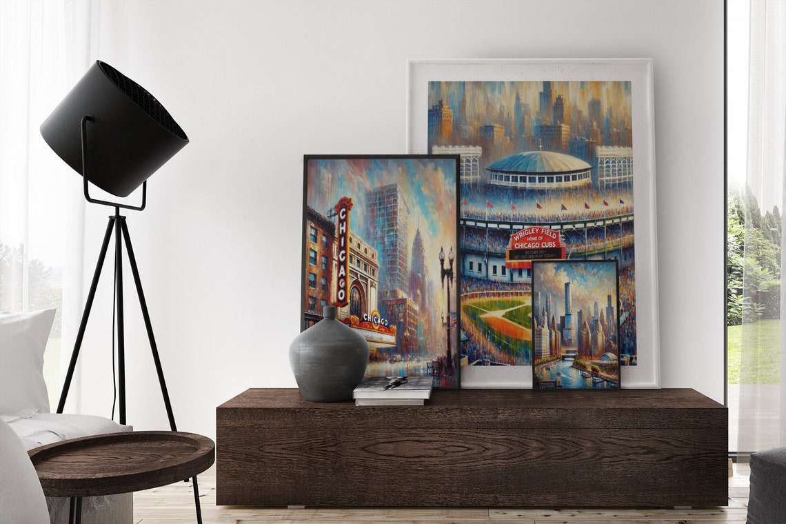 Chicago Skyline Art Print, Digital Download, Cityscape Wall Art ...