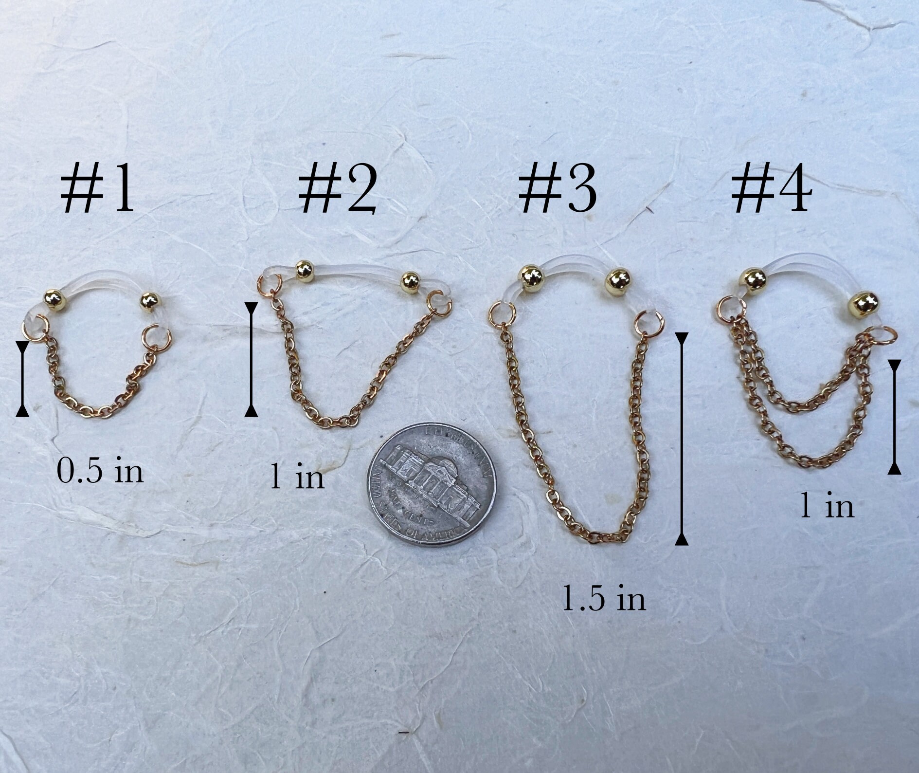 Gold Chain Fake Nipple Piercing Pair, Barbell Non Piercing, Daily Wear ...