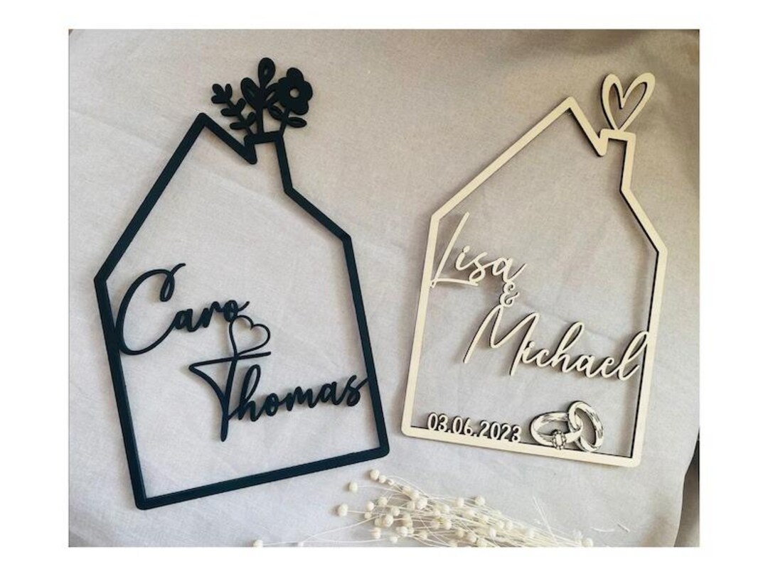 House With Name, Wooden House Personalized, 4 Mm Wood Personalized ...