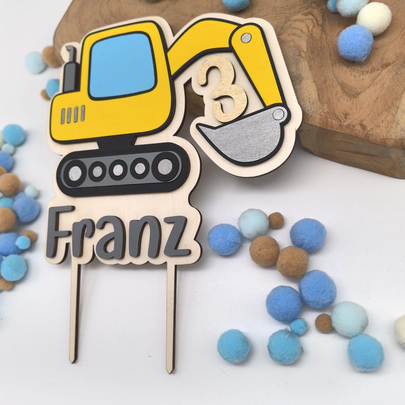 Personalized Excavator Cake Topper With Birthday Number, Made in Your ...