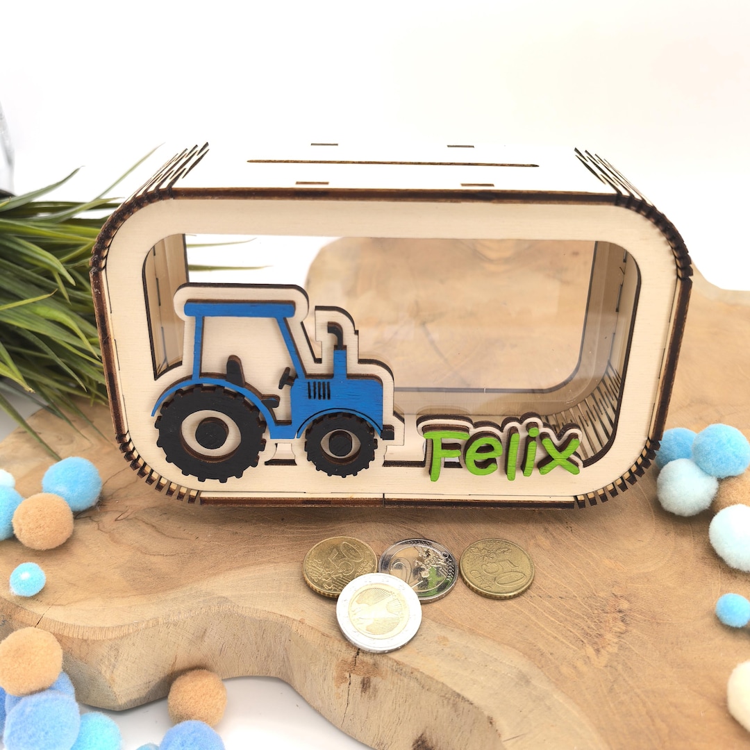 Tractor Money Box Personalized With Name in Desired Colors, Money Box ...