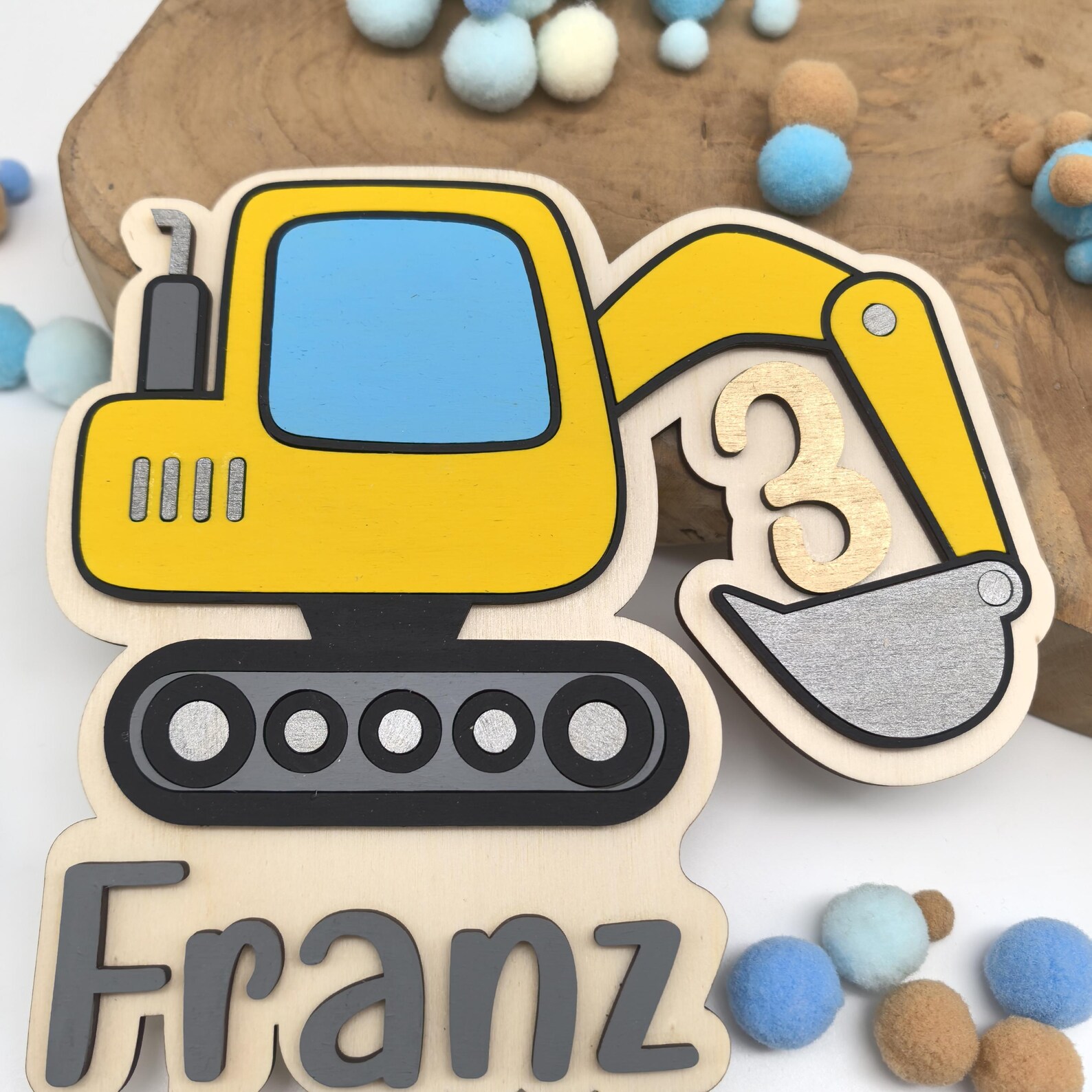 Personalized Excavator Cake Topper With Birthday Number, Made in Your ...