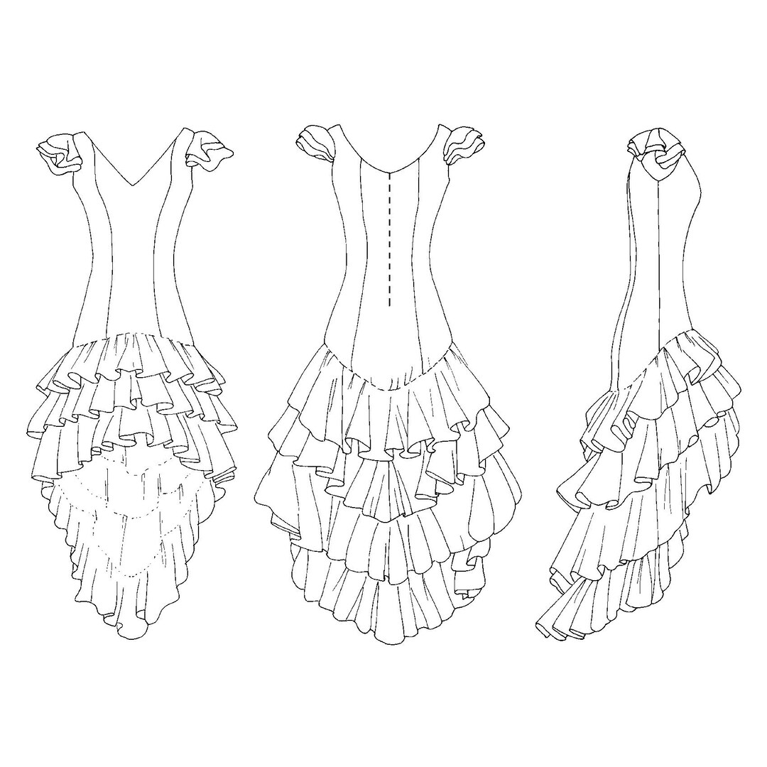 Flamenco Dress Sewing Pattern, Paper Sewing Pattern, Folkwear Flamenco ...