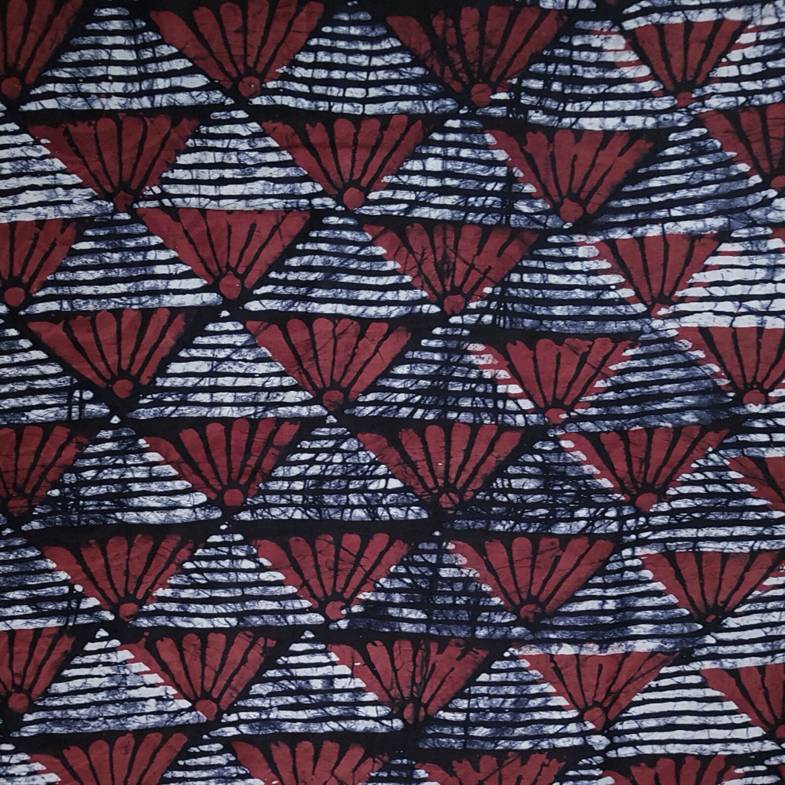 African Batik Fabric Red and Black Batik Nigerian Adire 4.8 - Etsy