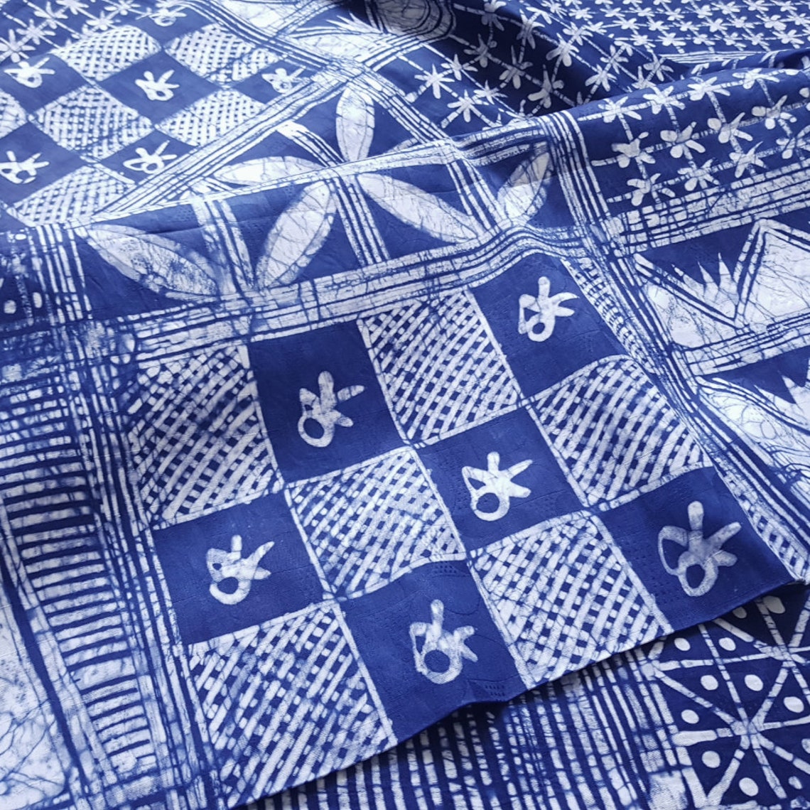 Blue African Fabric African Fabric Blue and White Batik - Etsy