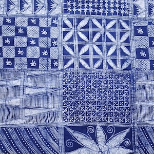 Blue African Fabric, African Fabric, Blue and White Batik, Hand-dyed ...