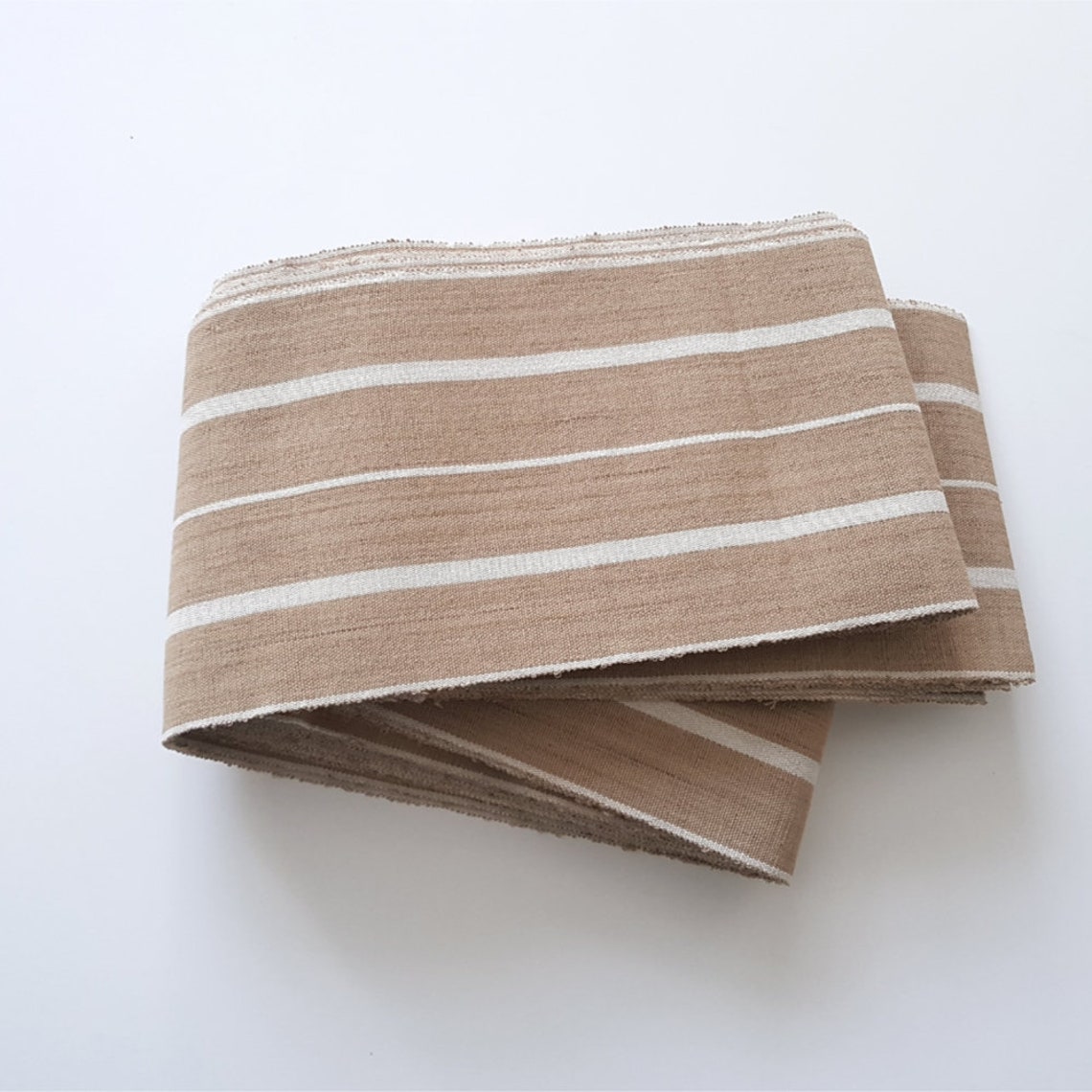 Sanyan Aso-oke, Hand-woven African Textiles, Beige Aso-oke With White ...