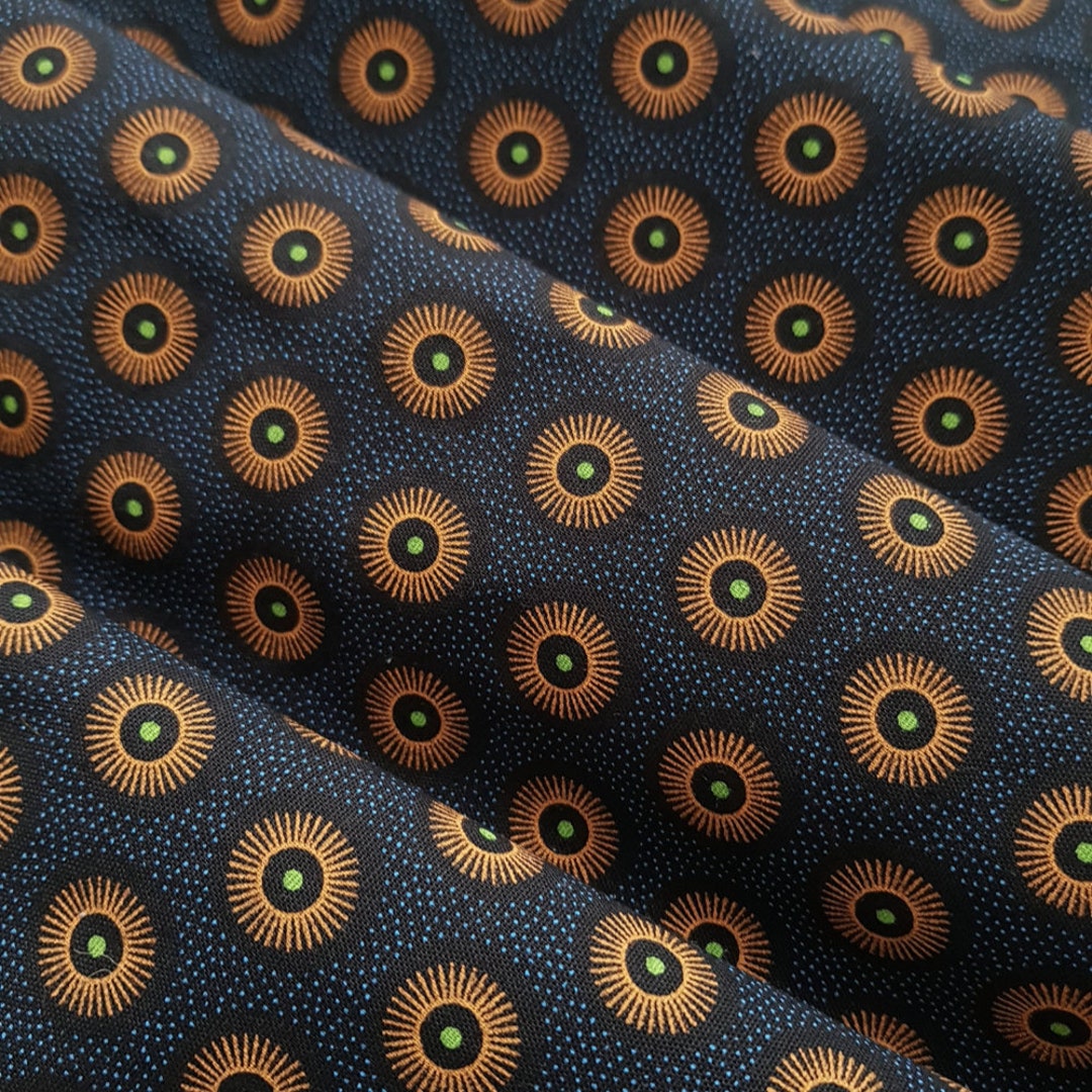 Black and Orange Fabric, Shweshwe Cotton Fabric, Black Geometric Fabric ...