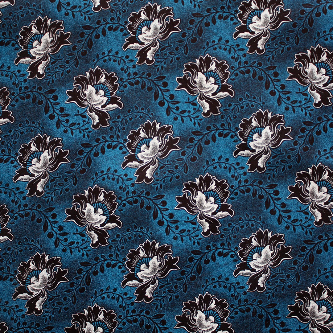 Turquoise and Chocolate Brown Fabric Floral Shweshwe Fabric - Etsy
