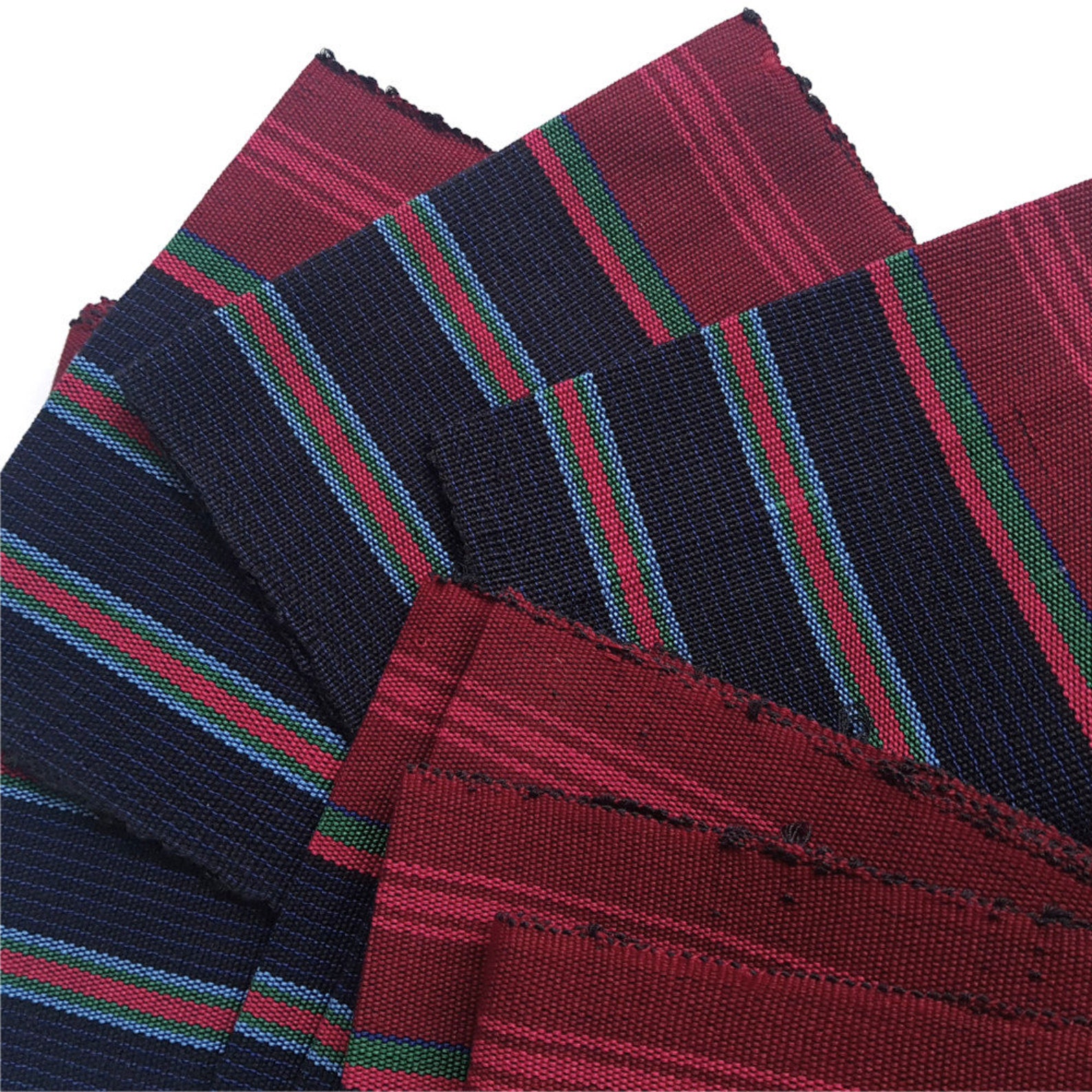Blue and Red Aso Oke, Woven Strip Fabric, Yoruba Cloth, 16 Metre Bundle ...